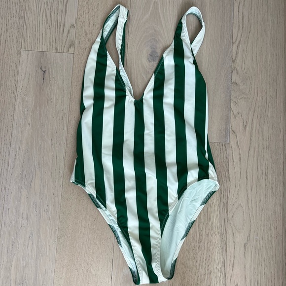 SOLID & STRIPED | Swim | Green And White Striped Womens One Piece ...